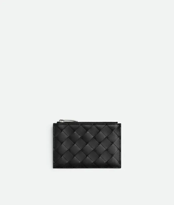 Bottega Veneta Intrecciato Zipped Card Case - Black