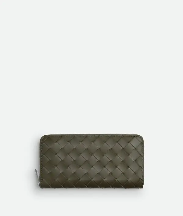 BOTTEGA  VENETA Intrecciato Zip Around Wallet - Crocodile