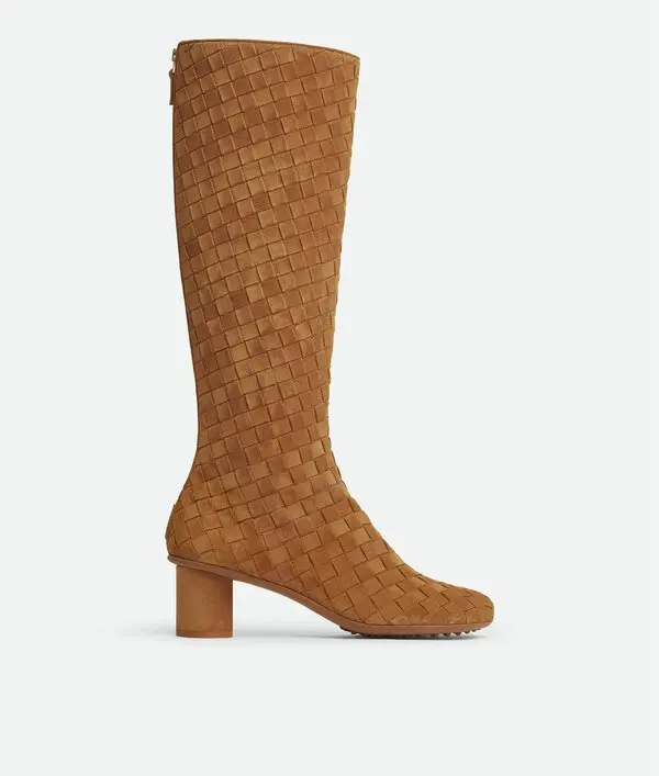 Bottega Veneta Intrecciato Suede Knee-high Boots - Caramel