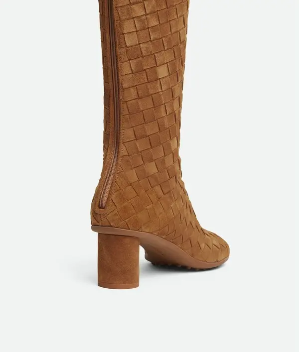Bottega Veneta Intrecciato Suede Knee-high Boots - Caramel