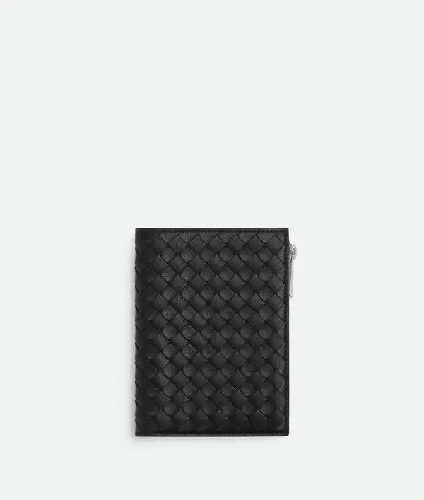 BOTTEGA  VENETA Intrecciato Piccolo Passport Case With Zip - Black