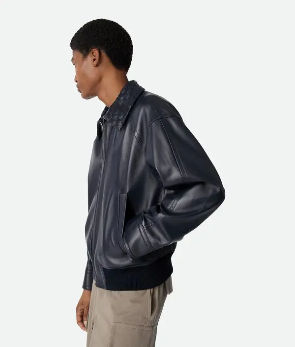 Bottega Veneta Leather Blouson - Navy