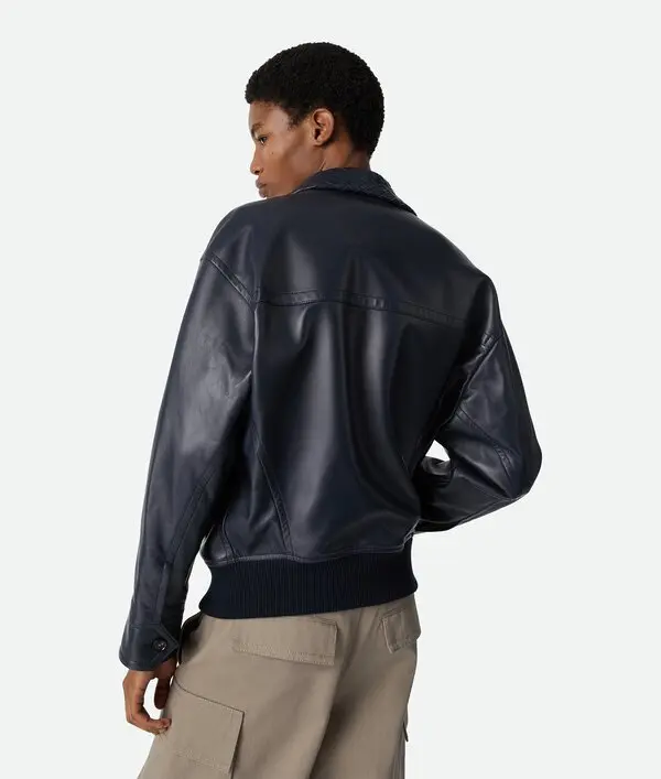 Bottega Veneta Leather Blouson - Navy