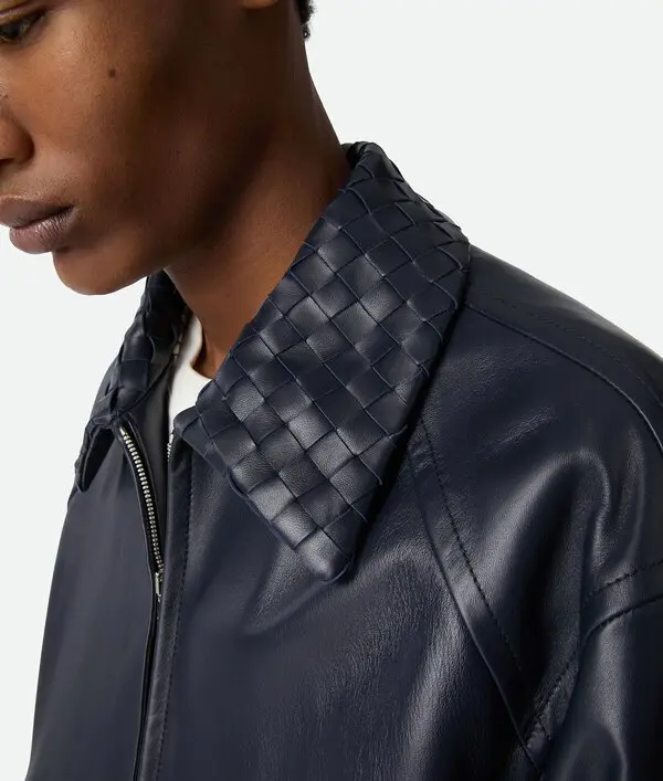 Bottega Veneta Leather Blouson - Navy