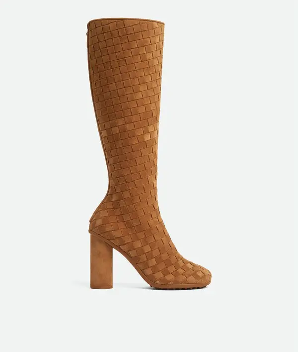 Bottega Veneta Intrecciato Suede Knee-high Boots - Caramel