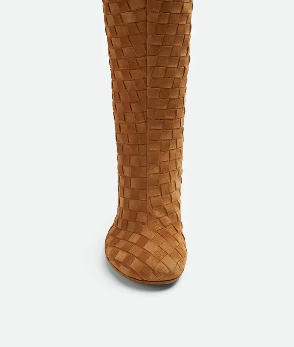 Bottega Veneta Intrecciato Suede Knee-high Boots - Caramel