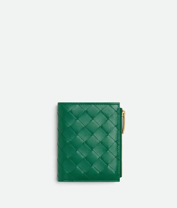 BOTTEGA  VENETA Intrecciato Small Bi-fold Wallet - Jungle