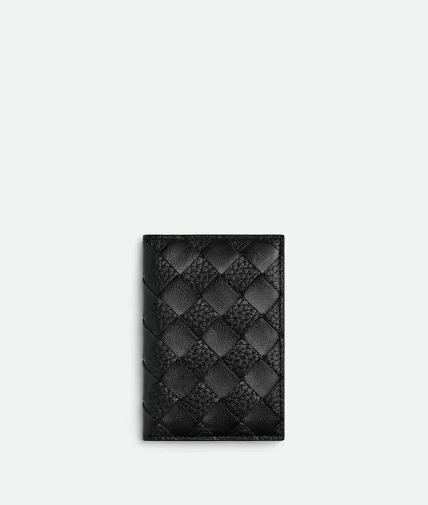 BOTTEGA  VENETA Intrecciato Flap Card Case - Black