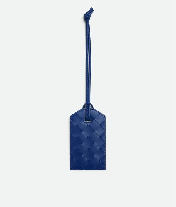 BOTTEGA  VENETA Intrecciato Leather Tag Holder - Blue Royal