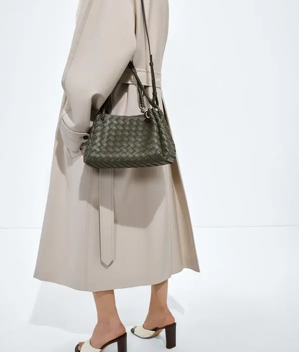 Bottega Veneta Intrecciato Leather Shoulder Bag - Pickle