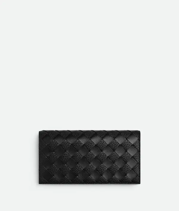 BOTTEGA  VENETA Intrecciato Long Wallet With Coin Purse - Black