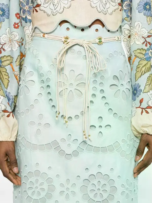 Zimmermann Awaken Embroidered Midi Skirt