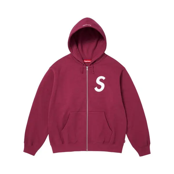 Supreme S Logo Zip Up Hooded Sweatshirt - Red