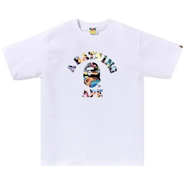 A BATHING APE Art Camo College Tee - White
