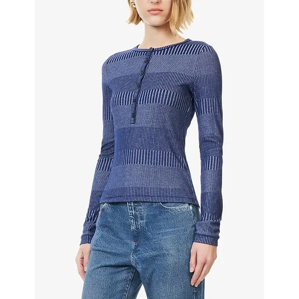 Rag & Bone Two-tone Henley Knit Top