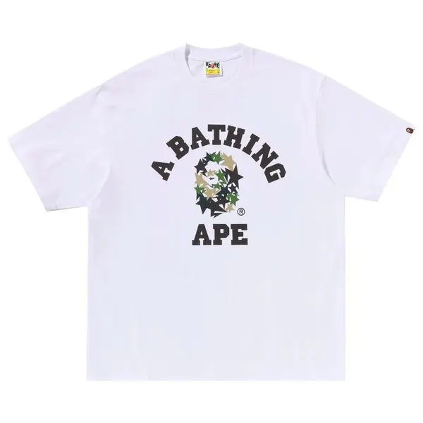 A BATHING APE Sta College Relaxed Fit Tee - White
