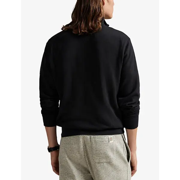 Polo Ralph Lauren Brand-embroidered Half-zip Cotton-blend Sweatshirt - Black