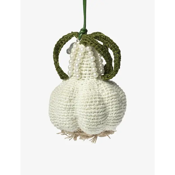 GOHAR WORLD Garlic Crochet Bag Charm - White