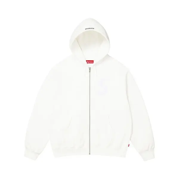 Supreme Logo Zip Up Hooded Sweatshirt - White