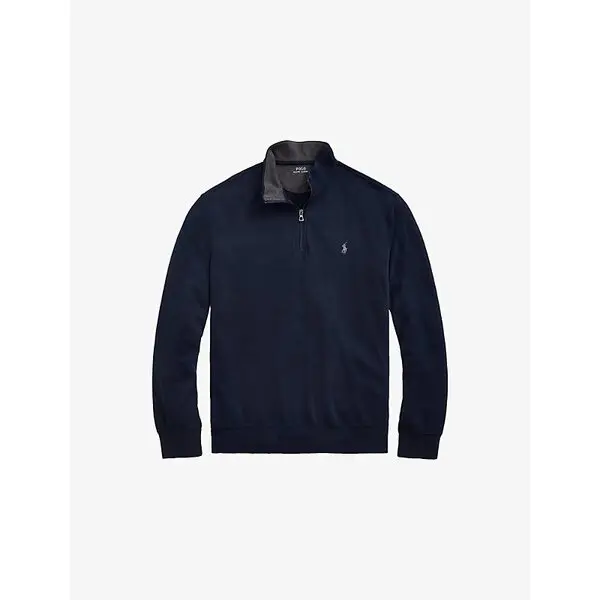 Polo Ralph Lauren Brand-embroidered Half-zip Cotton-blend Sweatshirt