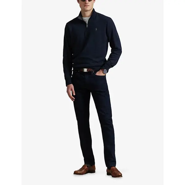 Polo Ralph Lauren Brand-embroidered Half-zip Cotton-blend Sweatshirt