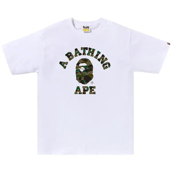 A BATHING APE 1st Camo College Tee - White