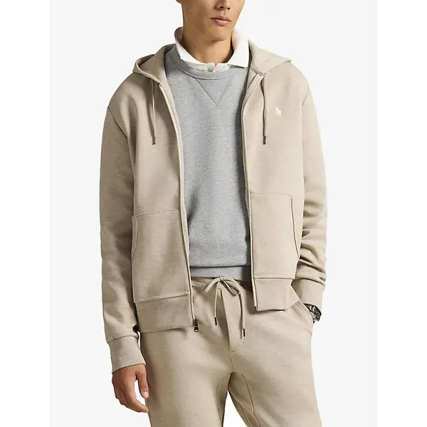 Polo Ralph Lauren Brand-embroidered Cotton-blend Zip-up Hoodie - Beige