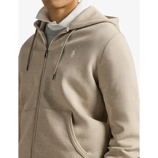 Polo Ralph Lauren Brand-embroidered Cotton-blend Zip-up Hoodie - Beige