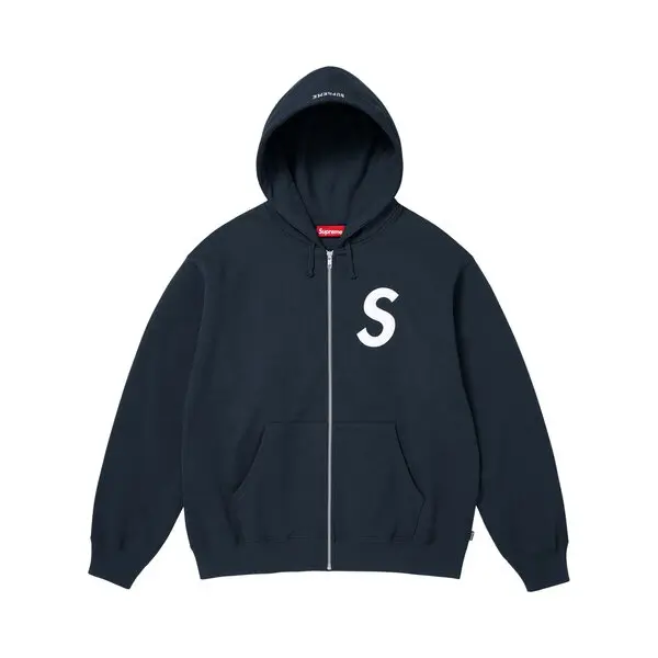 Supreme S Logo Zip Up Hooded Sweatshirt - Blue