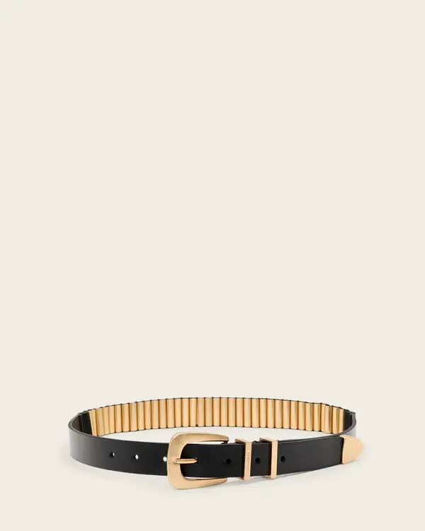 ALLSAINTS Tess Skinny Leather Belt - Black