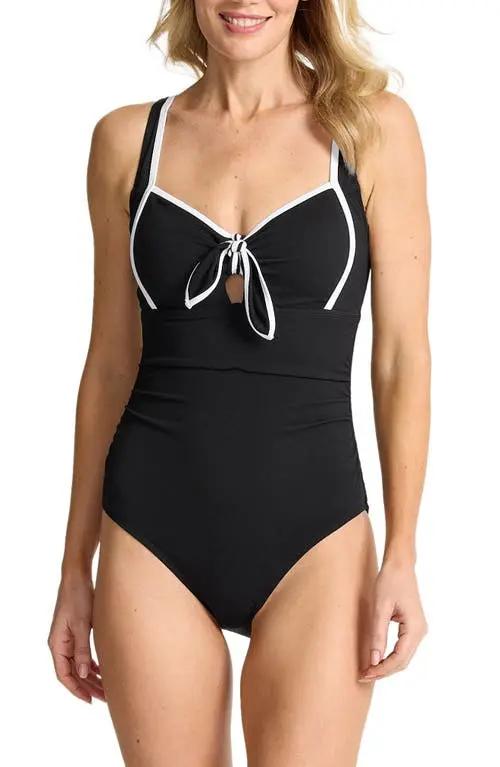 Tommy Bahama Island Cays Cabana Tie Front One-piece Swimsuit - Black
