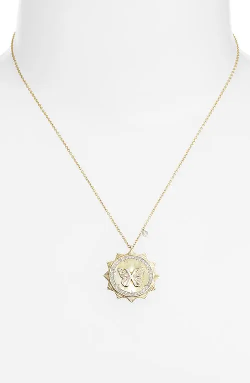 Meira T Butterfly Sunburst Pendant Necklace With Diamonds