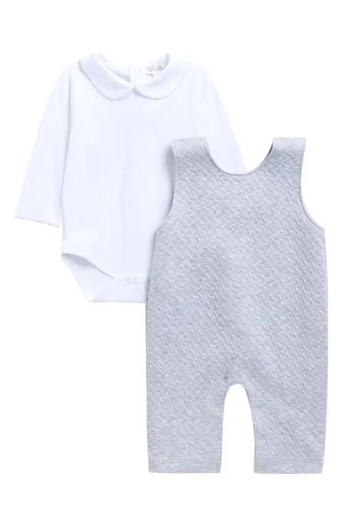 KISSY KISSY Collared Bodysuit & Jacquard Knit Overalls Set