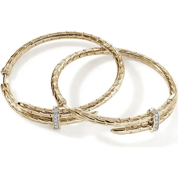 John Hardy Spear Diamond Hoop Earrings - Gold