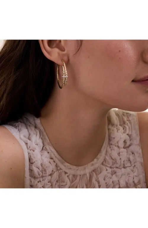 John Hardy Spear Hoop Earrings With Diamonds - Gold
