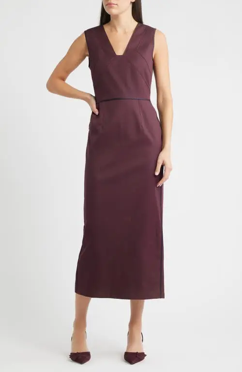 BOSS Drumialdan Virgin Wool Midi Sheath Dress - Dk Prple