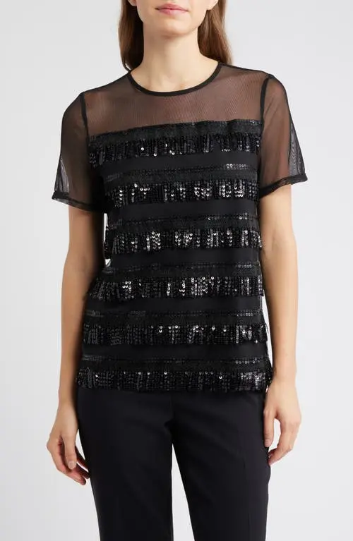 Anne Klein Sequin Fringe Illusion Top