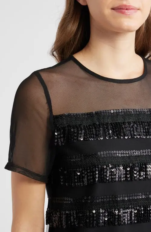 Anne Klein Sequin Fringe Illusion Top