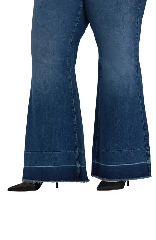 NYDJ Mia Release Hem High-waist Palazzo Flare Jeans - Dark Loire