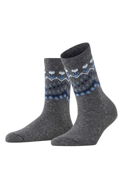 Falke Fair Isle Crew Socks - Light Grey Melange