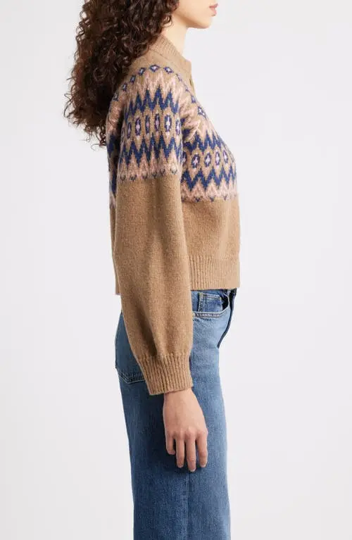 525 America Fair Isle Zip-up Cardigan - Pink Multi