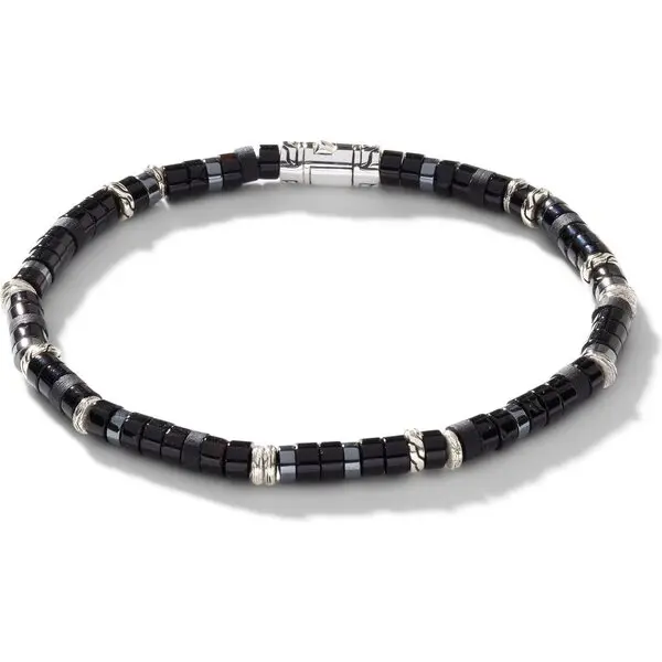 John Hardy Sterling Silver Heishi Bead Bracelet - Silver/black