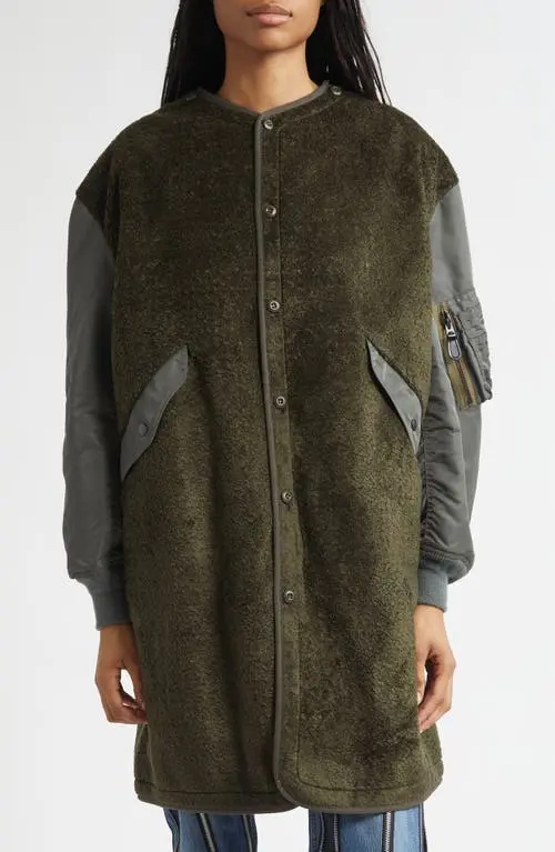 Junya Watanabe High Pile Fleece & Nylon Bomber Coat