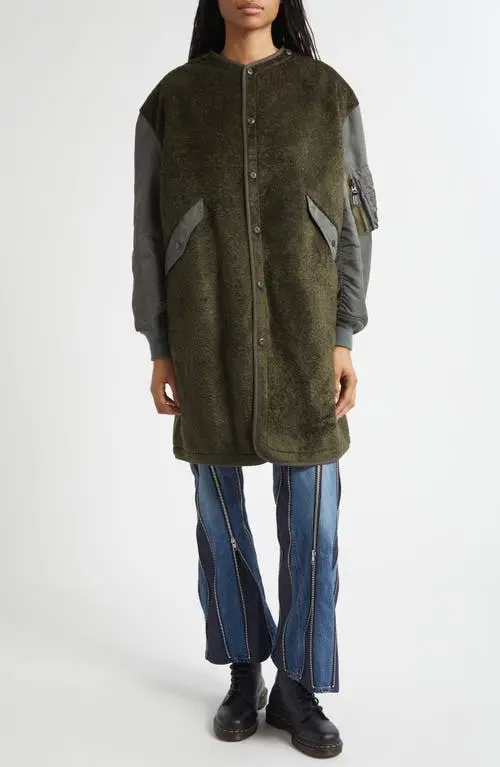 Junya Watanabe High Pile Fleece & Nylon Bomber Coat