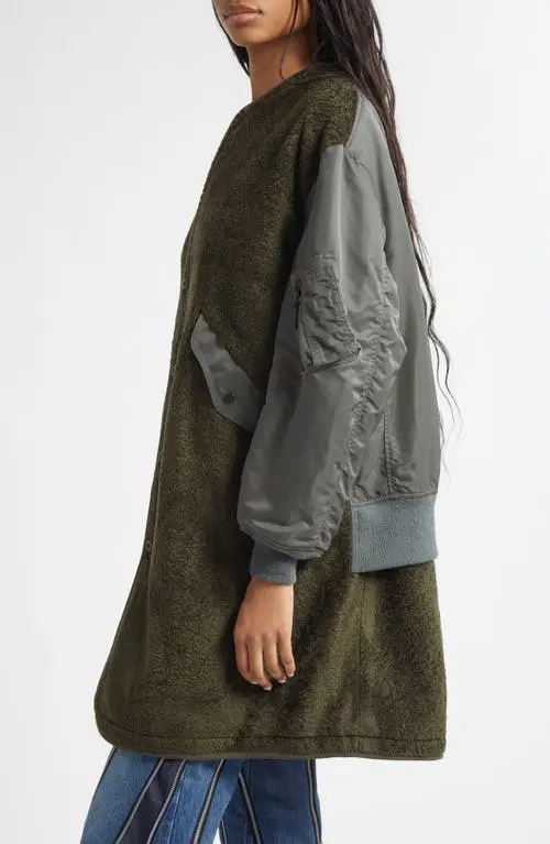 Junya Watanabe High Pile Fleece & Nylon Bomber Coat