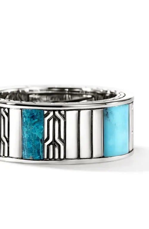 John Hardy Carved Chain Sterling Ring - Silver