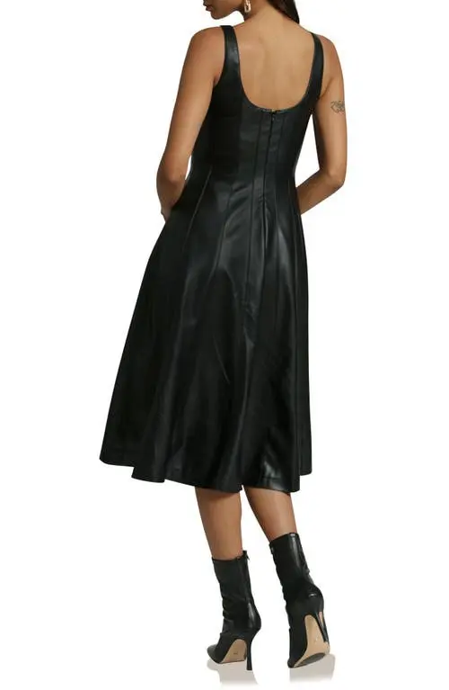 Avec Les Filles Faux-leather Fit & Flare Dress