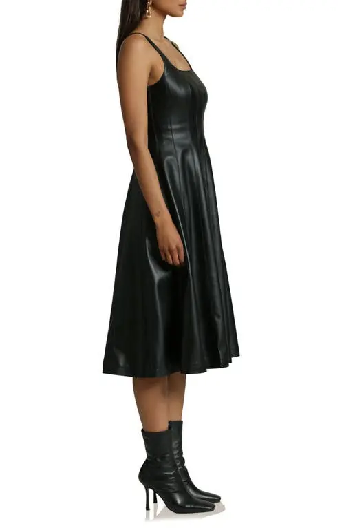 Avec Les Filles Faux-leather Fit & Flare Dress