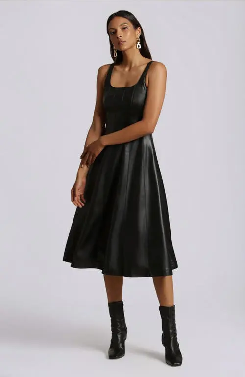 Avec Les Filles Faux-leather Fit & Flare Dress