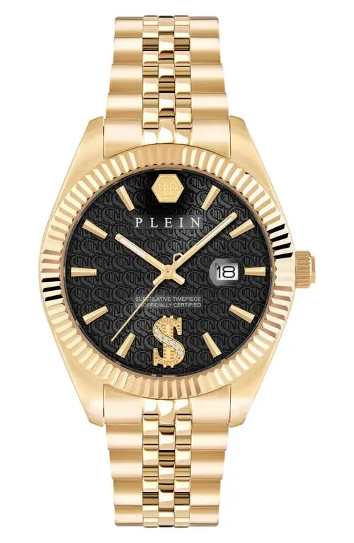 Philipp Plein Date Superlative Two-tone Bracelet Watch - Ip Yellow Gold